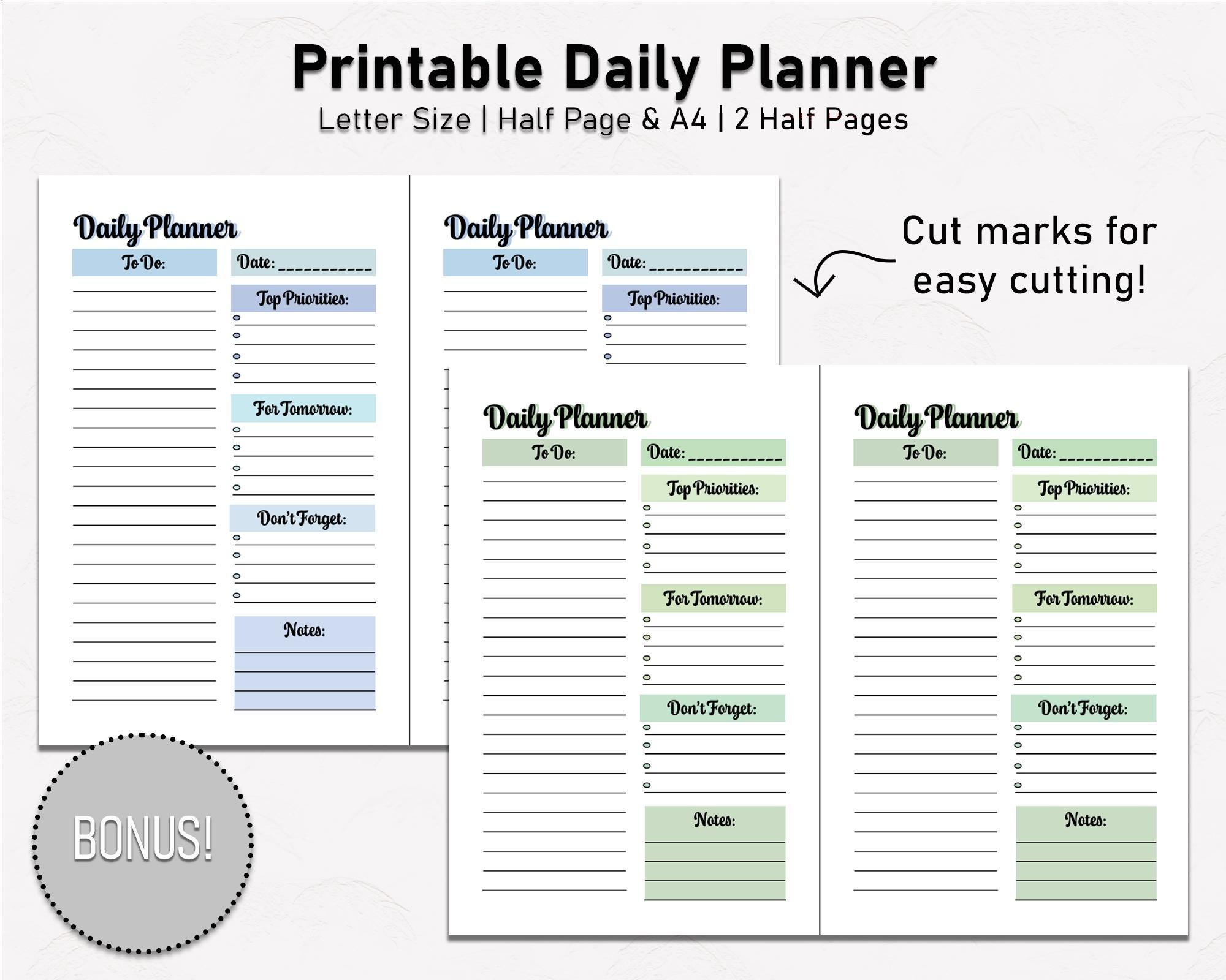 Printable Daily Planner Template Fillable Daily Agenda PDF Digital ...