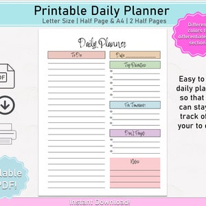 Printable Daily Planner Template Fillable Daily Planner PDF Digital ...