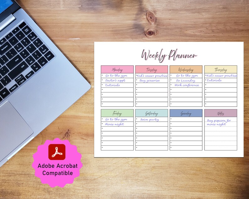 Weekly to Do List Weekly Planner Printable PDF Weekly Organizer Weekly ...