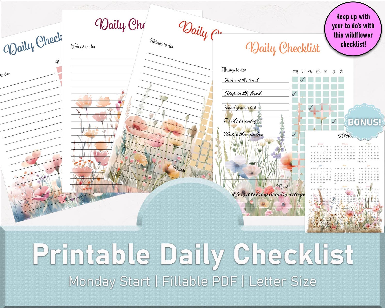 Weekly Checklist Planner Checklist Daily Planner Weekly to Do List ...