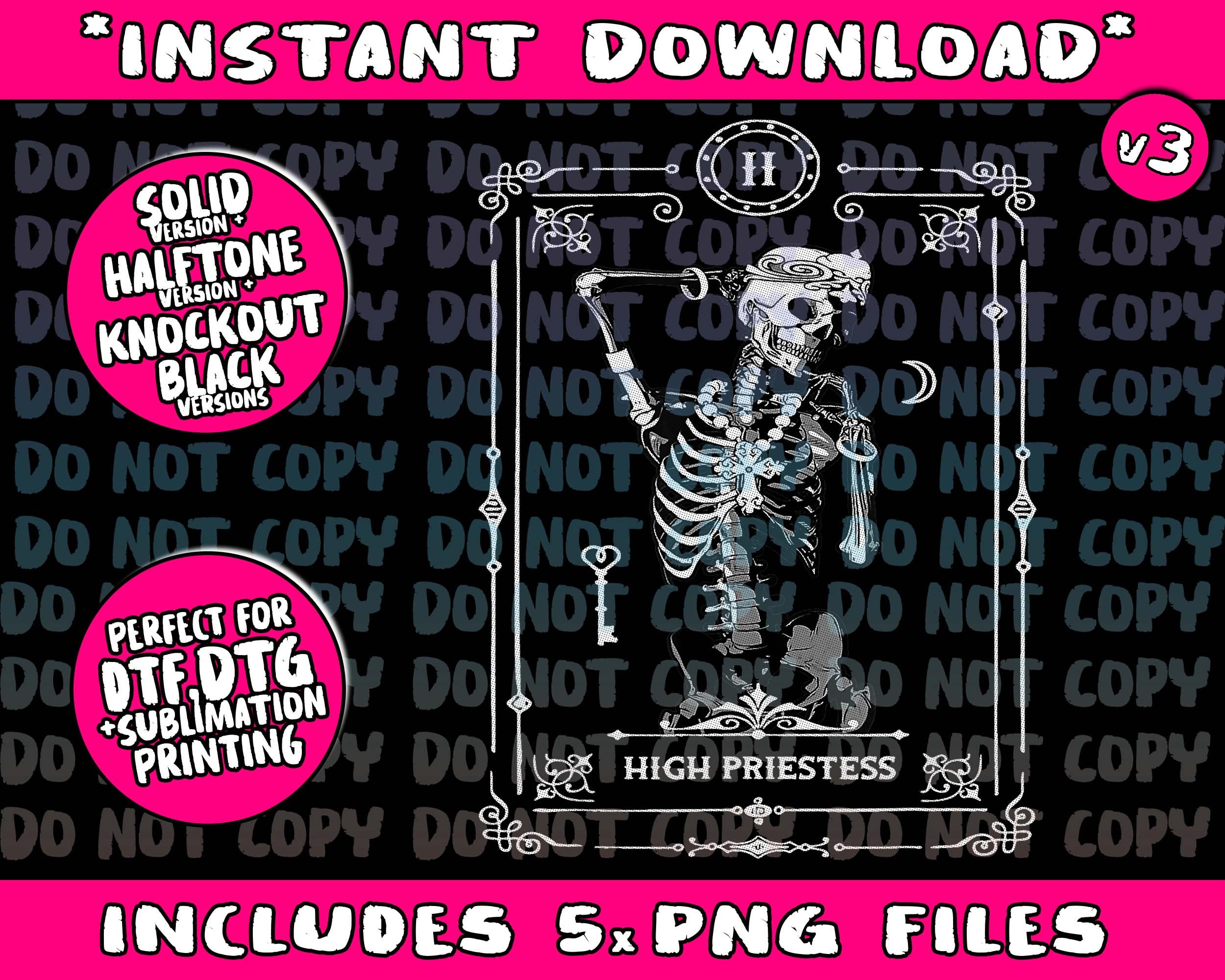 Tarot Card High Priestess Skeleton Skull Horror Goth Occult - Etsy