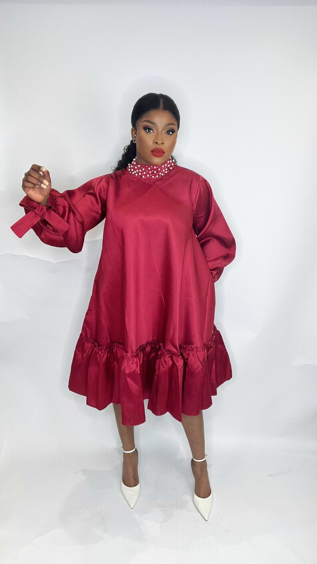 Luxury Silk Dress Red Christmas Dress Red Satin Red Halo Dress Red Prom Dress Red Cocktail Dress