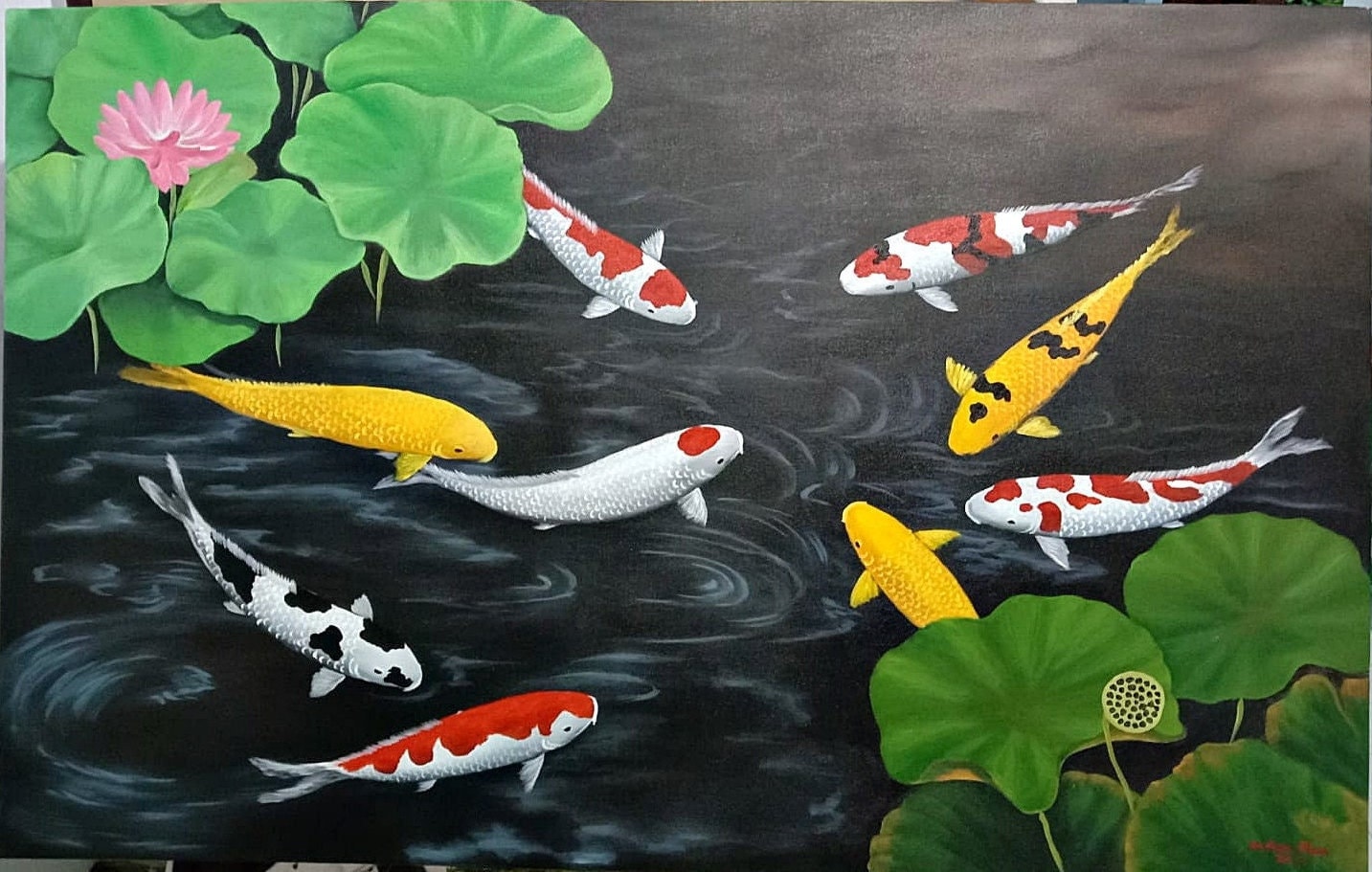 9 Koi Fish Painting With Charming Shape and Design - Etsy UK