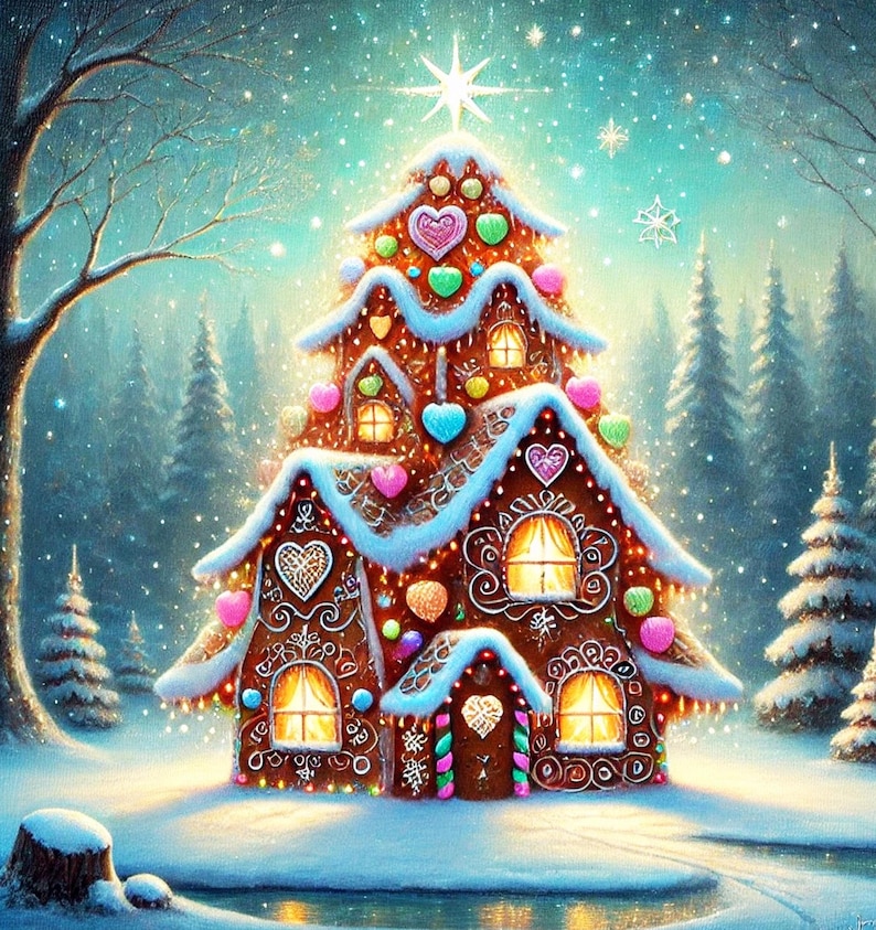 Painting the Magic of Christmas: A Gingerbread House in a Winter ...