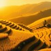 Painting of Golden Rice Fields at Sunrise - Etsy