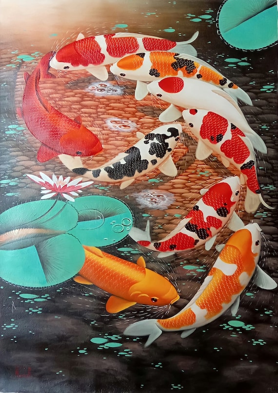 Nine Koi Fish Paintings Haqqi Firmansyah | NINE KOI IN HARMONY (2020)