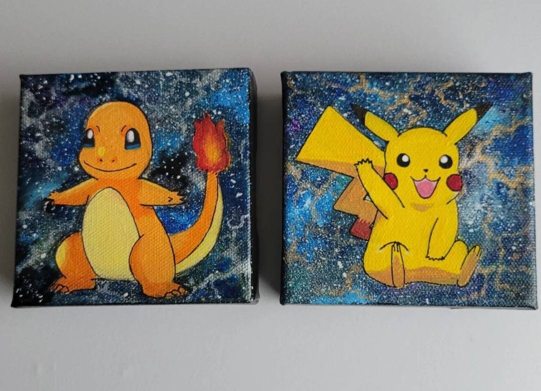 Pikachu Acrylic Tiny Canvas - Etsy