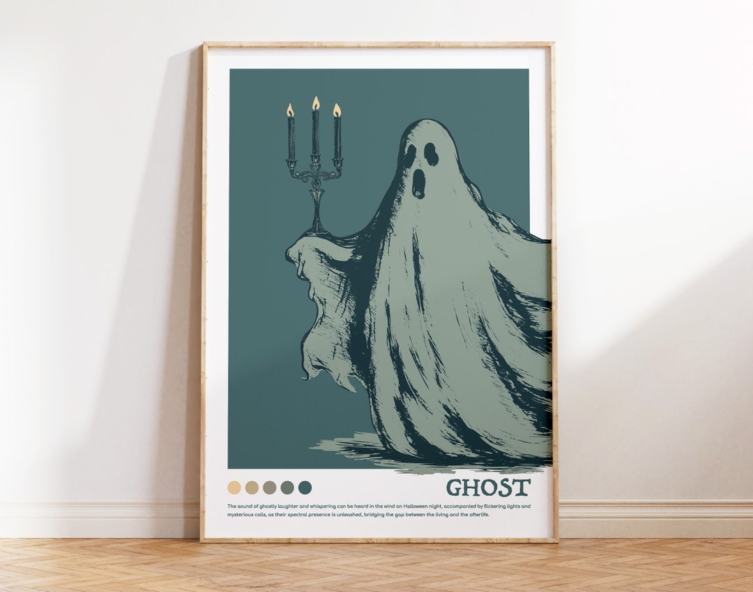 Halloween Ghost Print, Ghost With Candle, Surreal Art, Gothic Wall Art ...