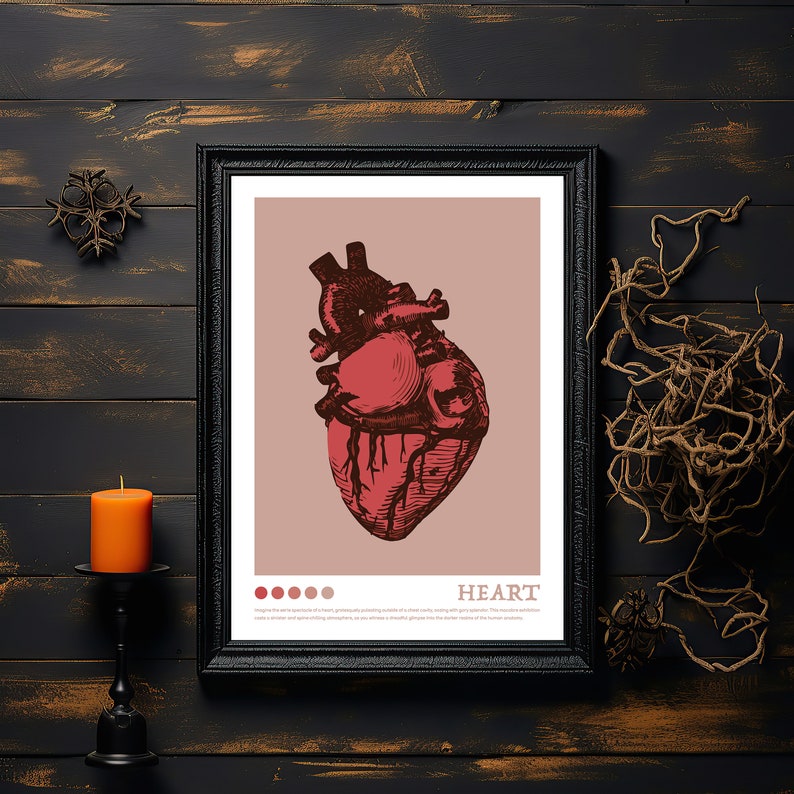 Halloween Heart Print, Anatomy Printable, Organ Dissection, Quirky Home ...