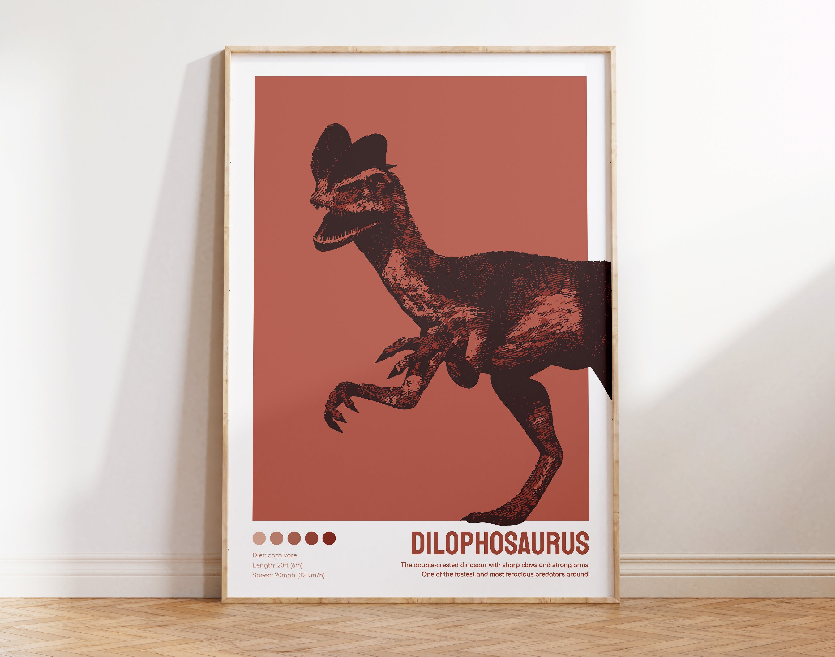 Dilophosaurus Print, Dinosaur Wall Art, Digital Download, Crested ...