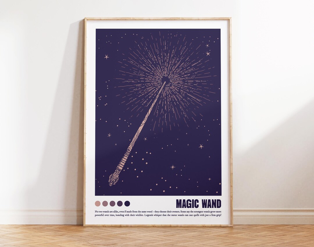 Magic Wand Print, Wizard Wand Wall Art, Enchanted Staff, Spellcaster’s ...