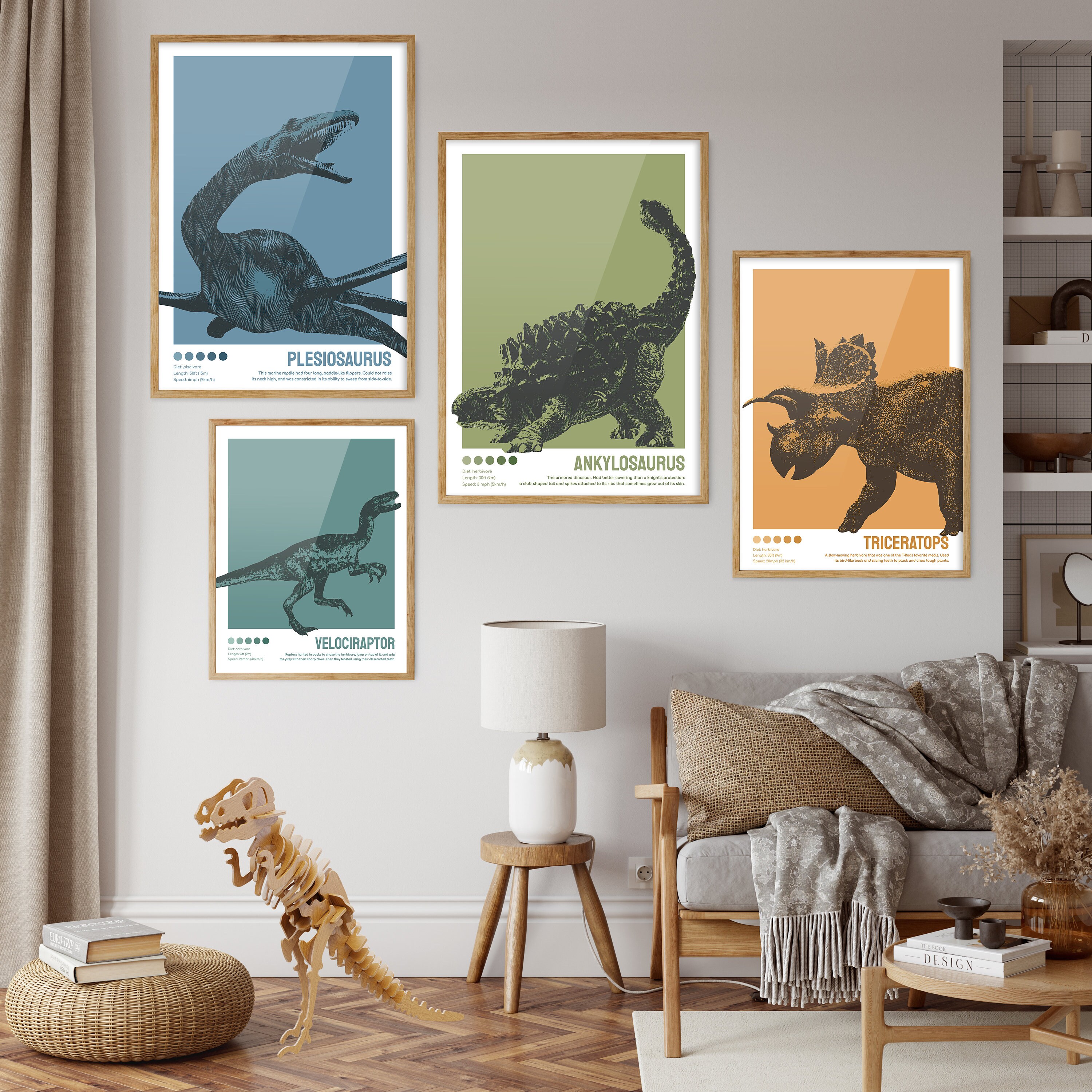 Plesiosaurus Print, Dinosaur Wall Art, Mosasaurus Printable, Marine ...