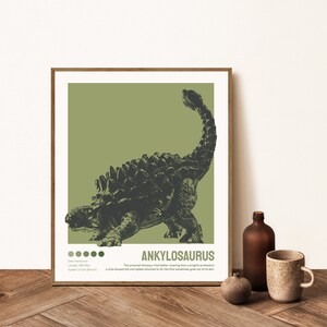 Ankylosaurus Print, Dinosaur Wall Art, Stegosaurus Printable, Bauhaus ...
