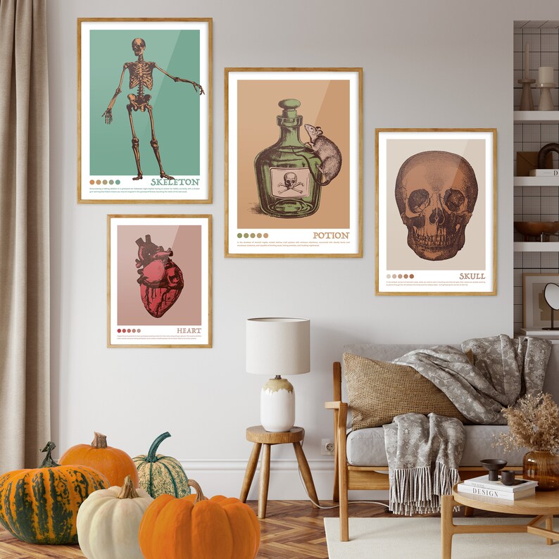 Skeleton Wall Art Halloween Decor Anatomy Printable Spooky - Etsy