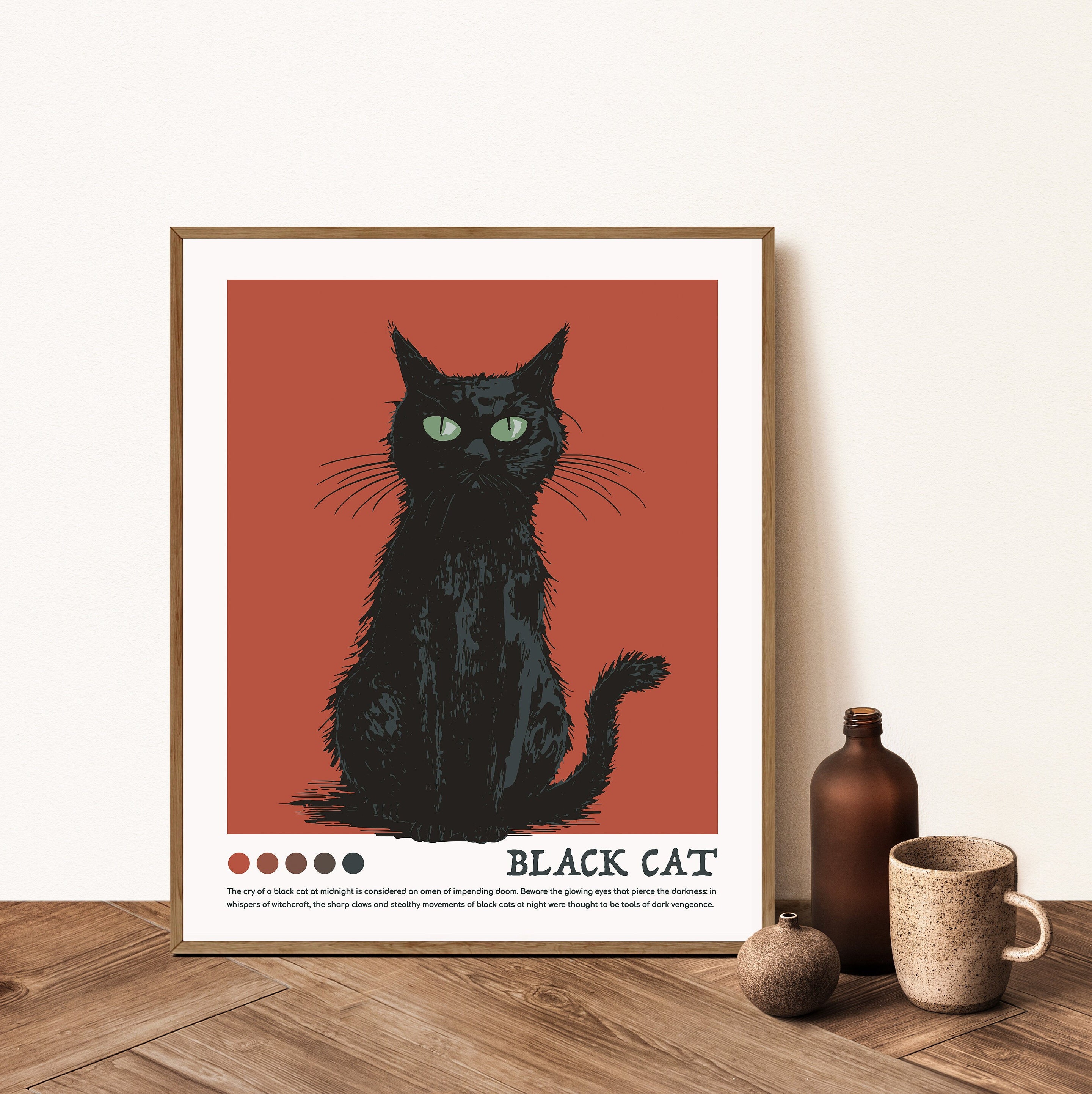 Black Cat Digital Wall Art Print Spooky Cat Funny Cat - Etsy