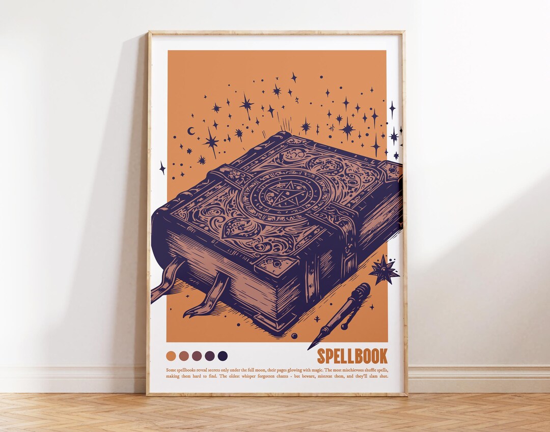 Spellbook Print, Magic Book Wall Art, Wizard’s Grimoire, Creepy Cute ...