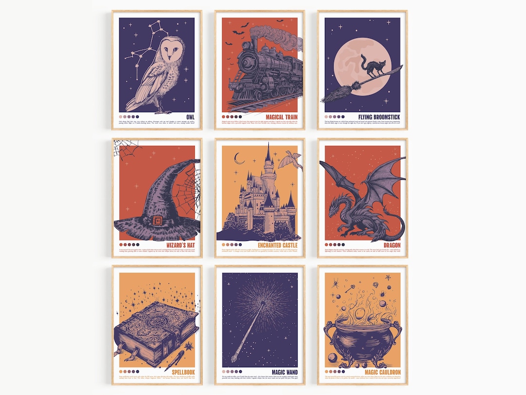 Wizard Wall Art, Wizard School Printables, Castle, White Owl, Magic ...
