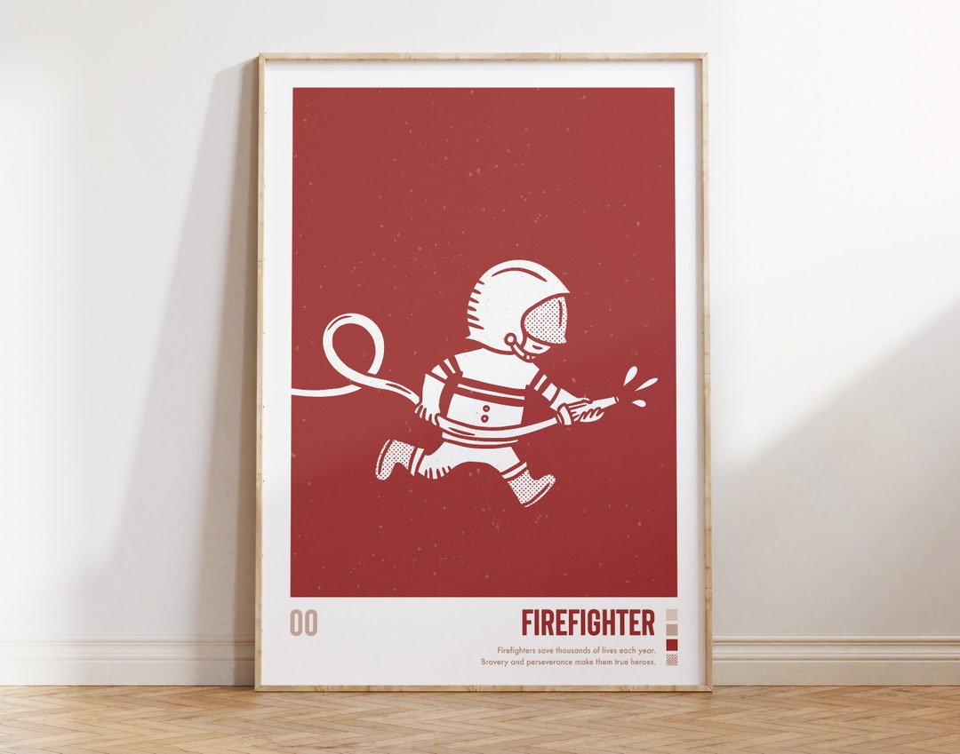 Firefighter Art Print | Firefighting Digital Download | Fireman Print ...