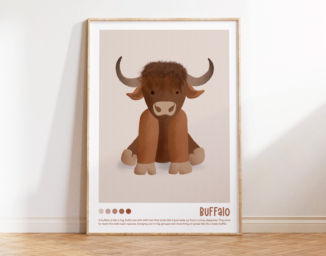 Buffalo Print, Baby Bison Printable Wall Art, Bull Nursery Decor ...
