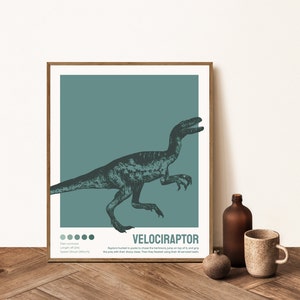 Velociraptor Print, Dinosaur Wall Art, Raptor Printable, Bauhaus Print ...