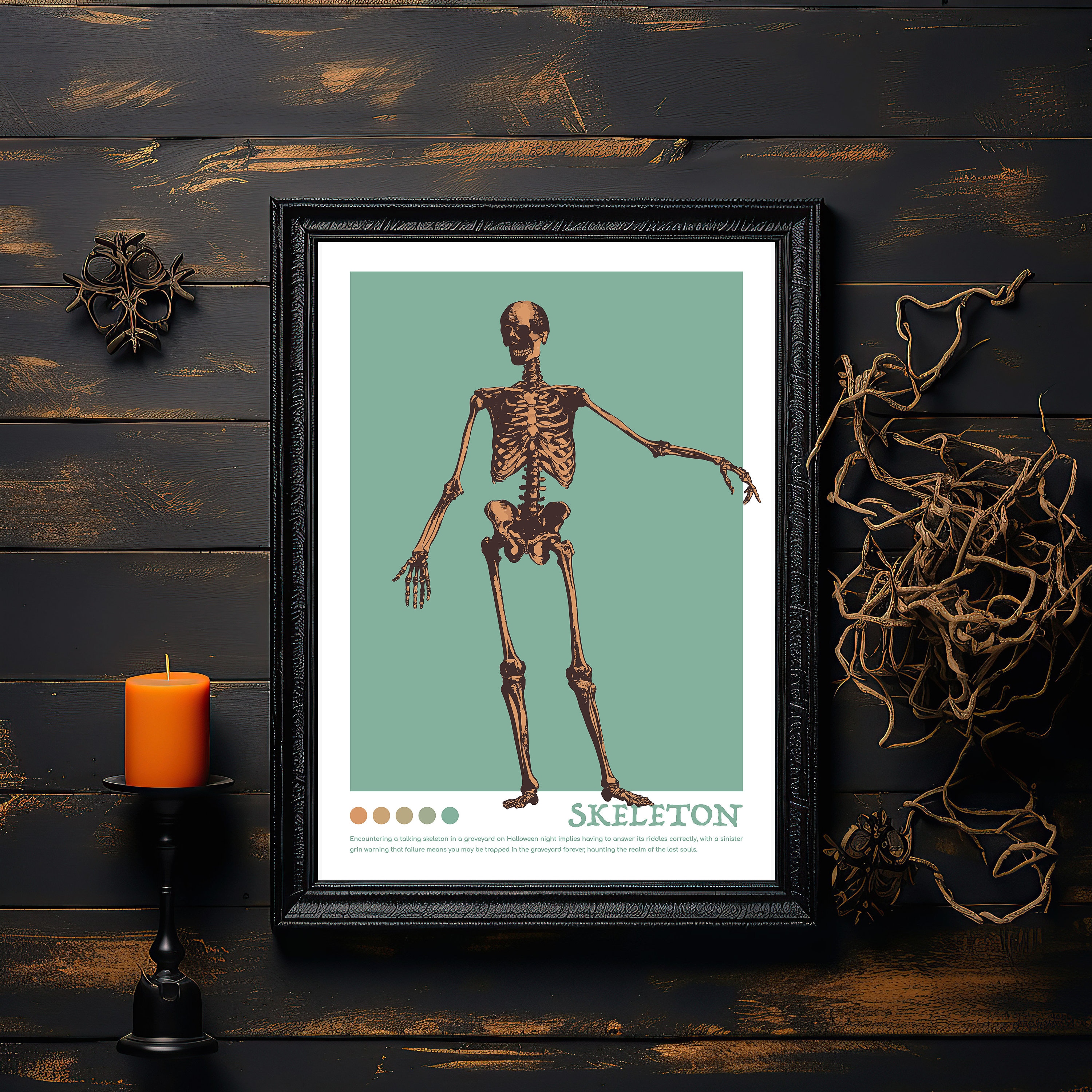 Skeleton Wall Art Halloween Decor Anatomy Printable Spooky - Etsy