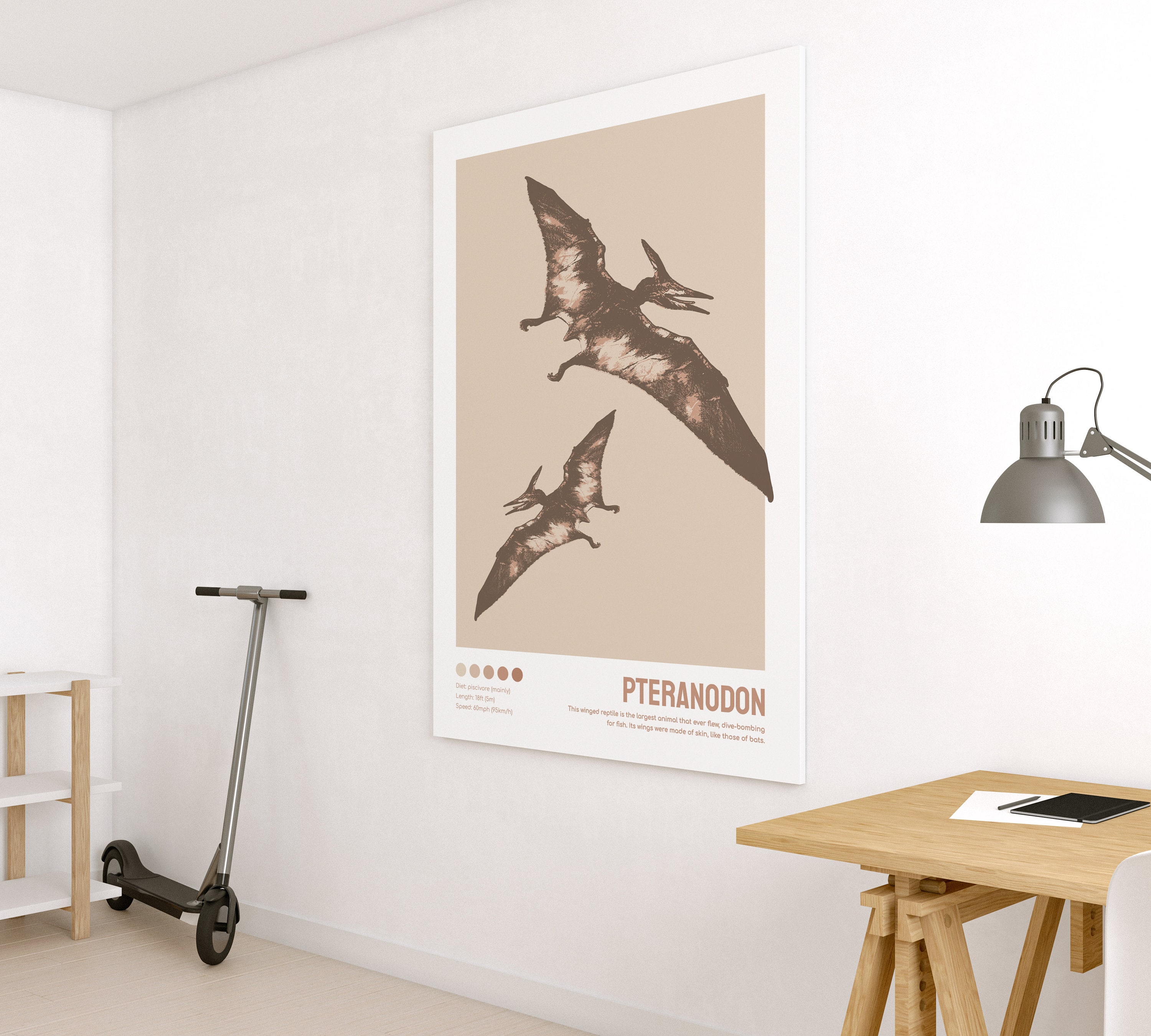 Pteranodon Print, Dinosaur Wall Art, Pterodactyl Printable, Bauhaus ...