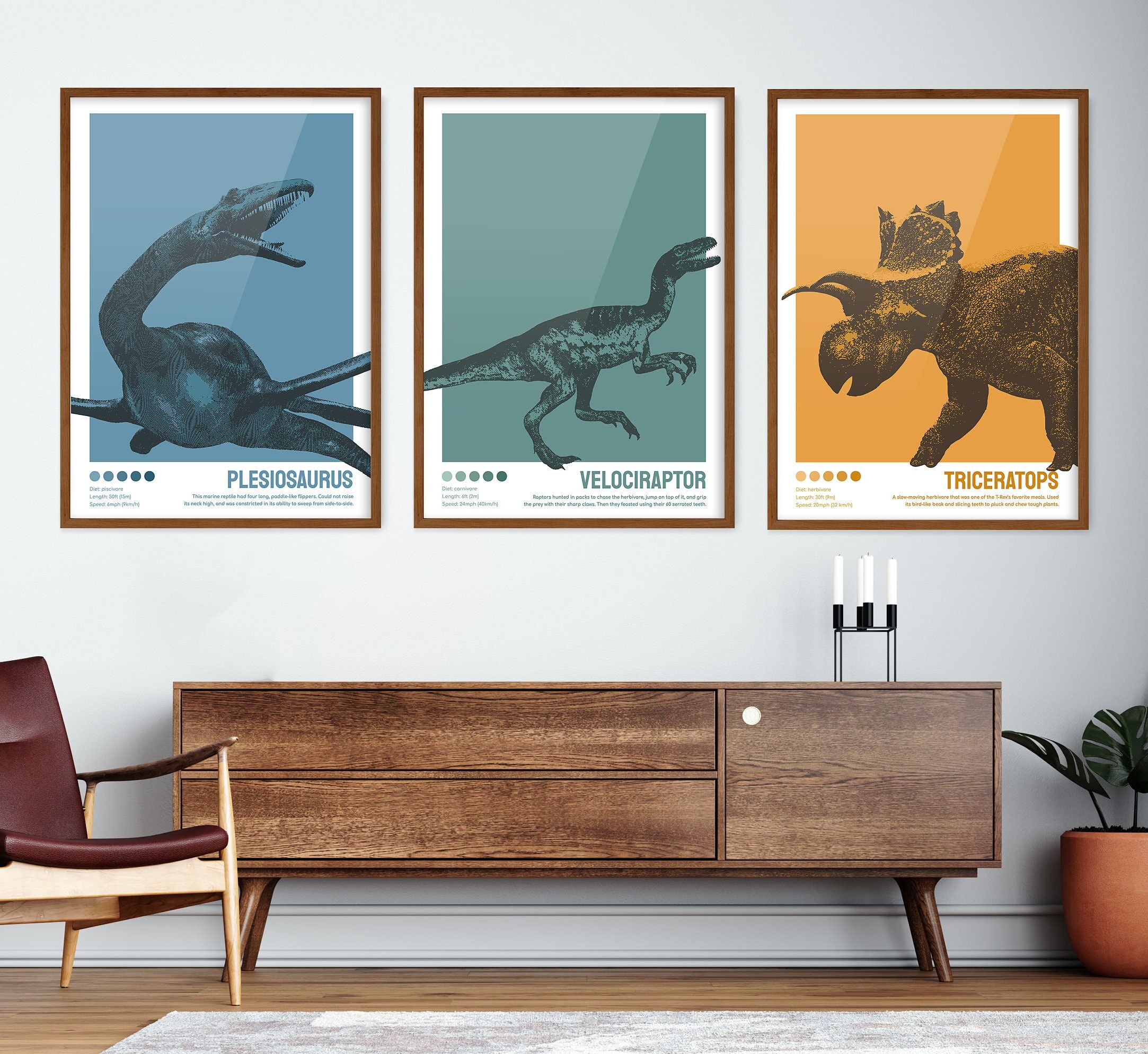 Velociraptor Print, Dinosaur Wall Art, Raptor Printable, Bauhaus Print ...
