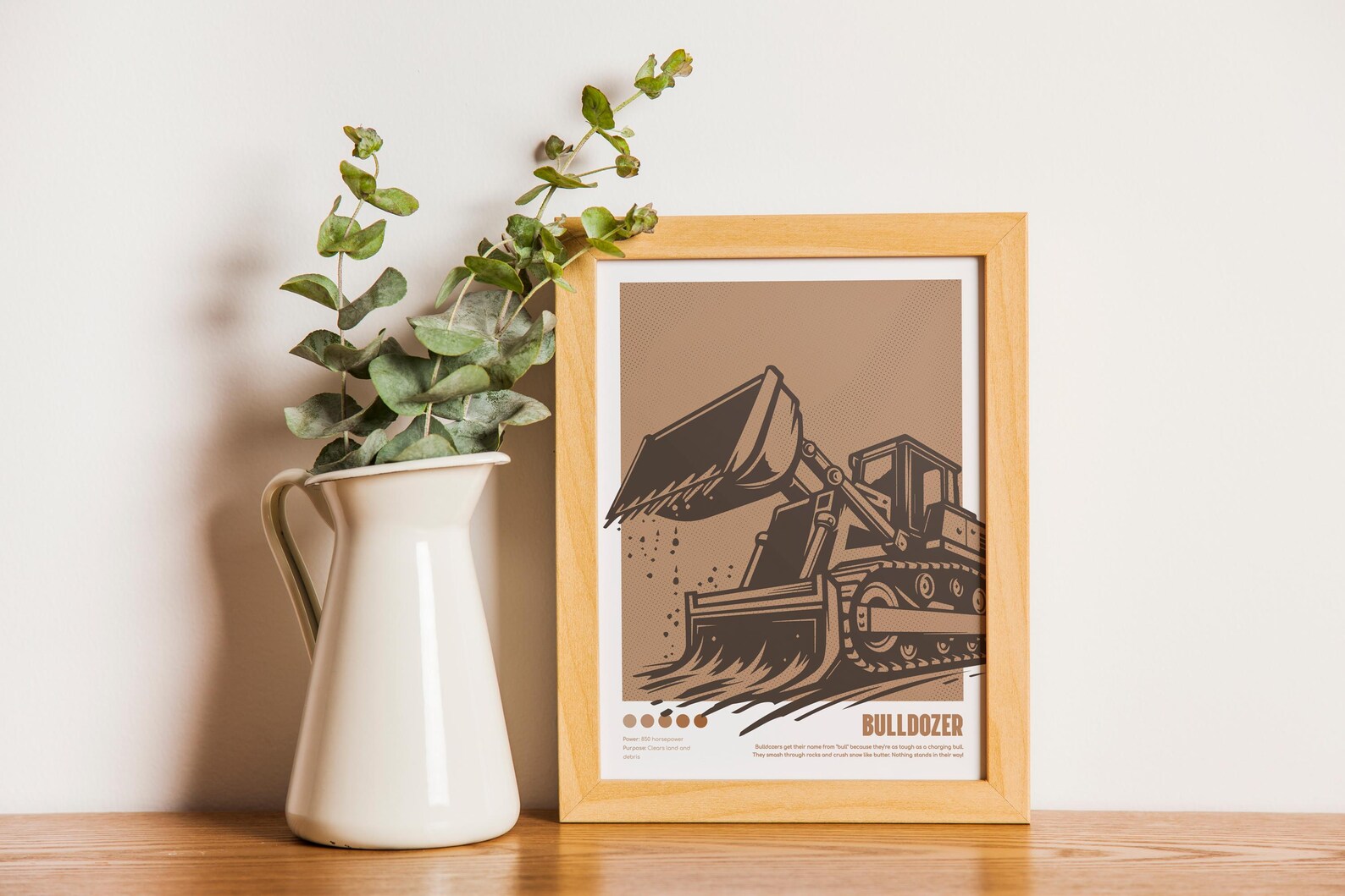 Bulldozer Print, Heavy Machinery Art, Construction Nursery Decor ...