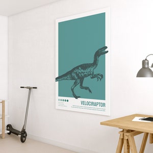 Velociraptor Print, Dinosaur Wall Art, Raptor Printable, Bauhaus Print ...