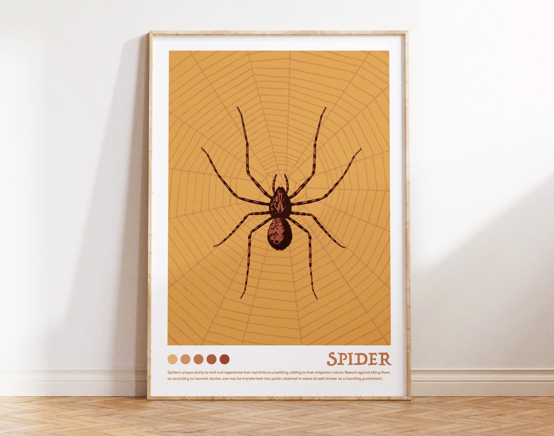 Spider Print, Halloween Decor, Spooky Printable Wall Art, Spider Web ...