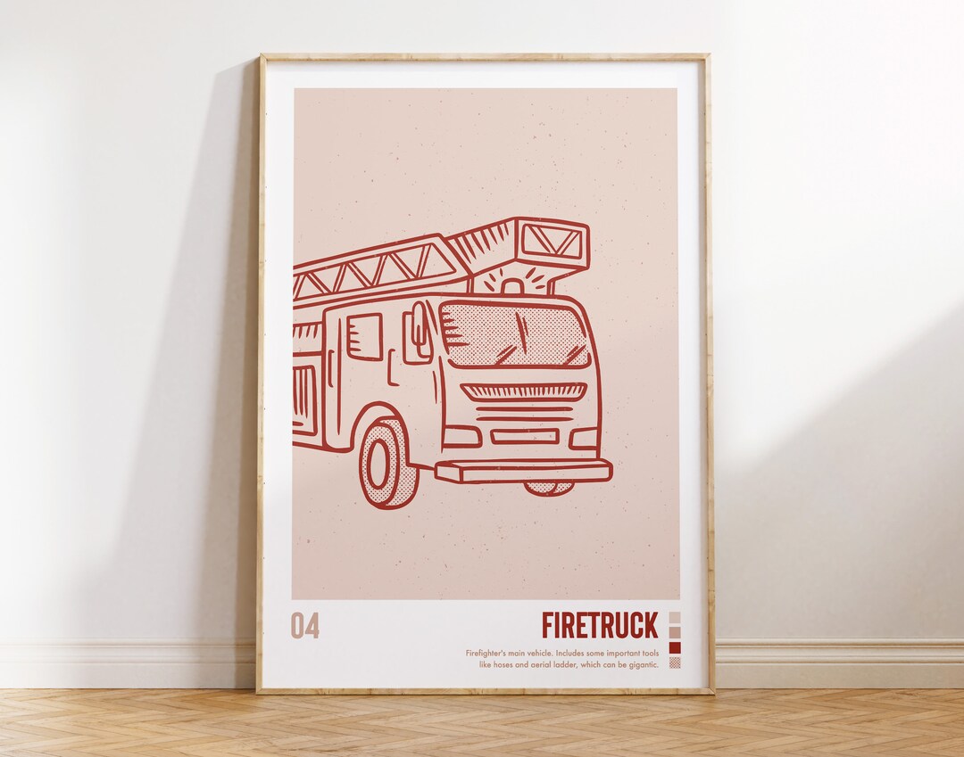 Firetruck Print | Firefighter Digital Download | Firefighting ...