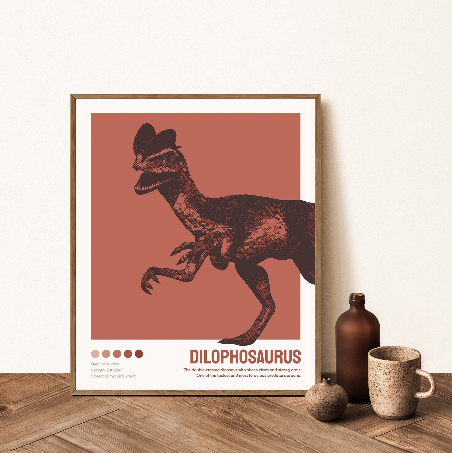 Dilophosaurus Print, Dinosaur Wall Art, Digital Download, Crested ...