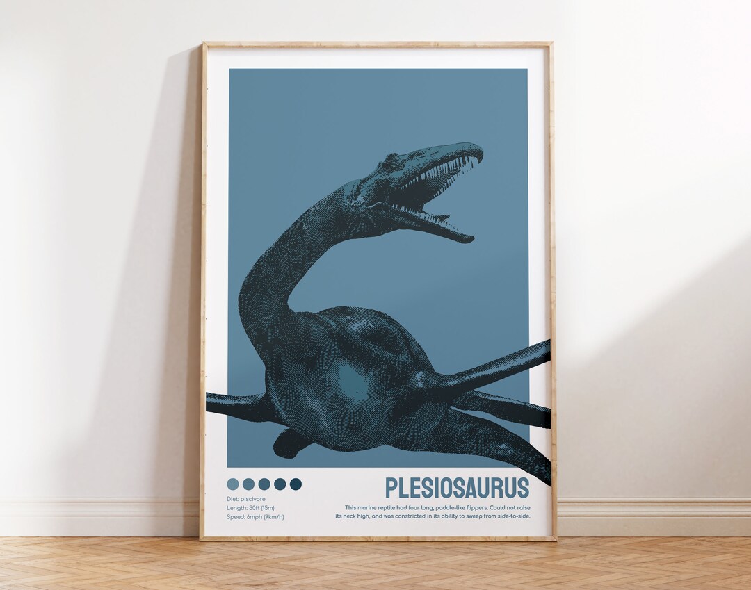 Plesiosaurus Print, Dinosaur Wall Art, Mosasaurus Printable, Marine ...