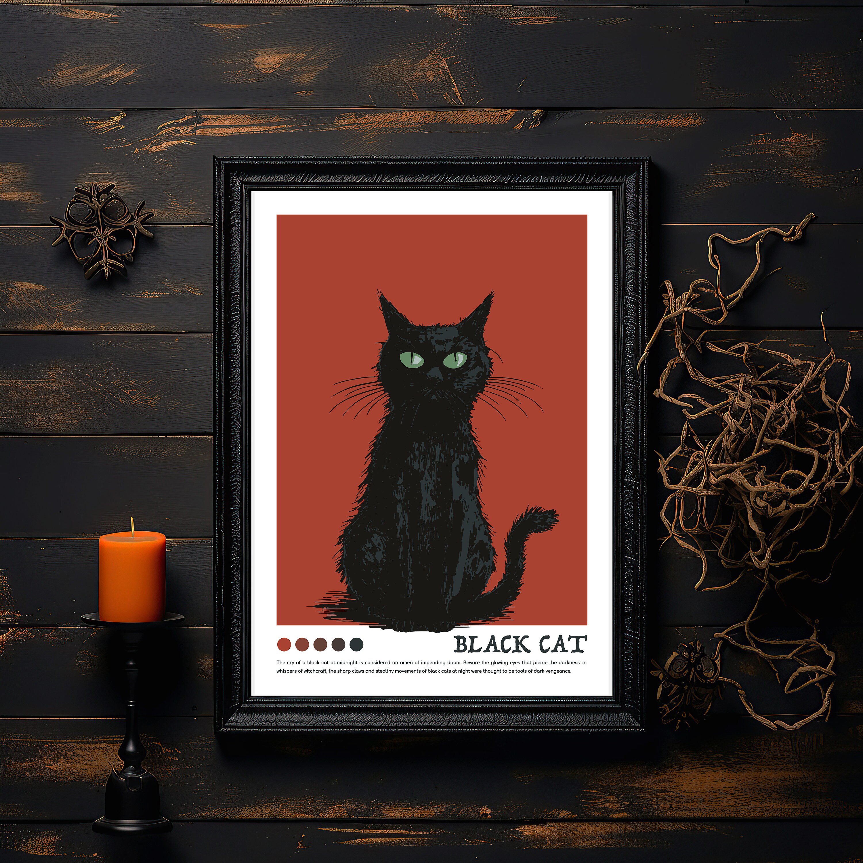 Black Cat Digital Wall Art Print Spooky Cat Funny Cat - Etsy