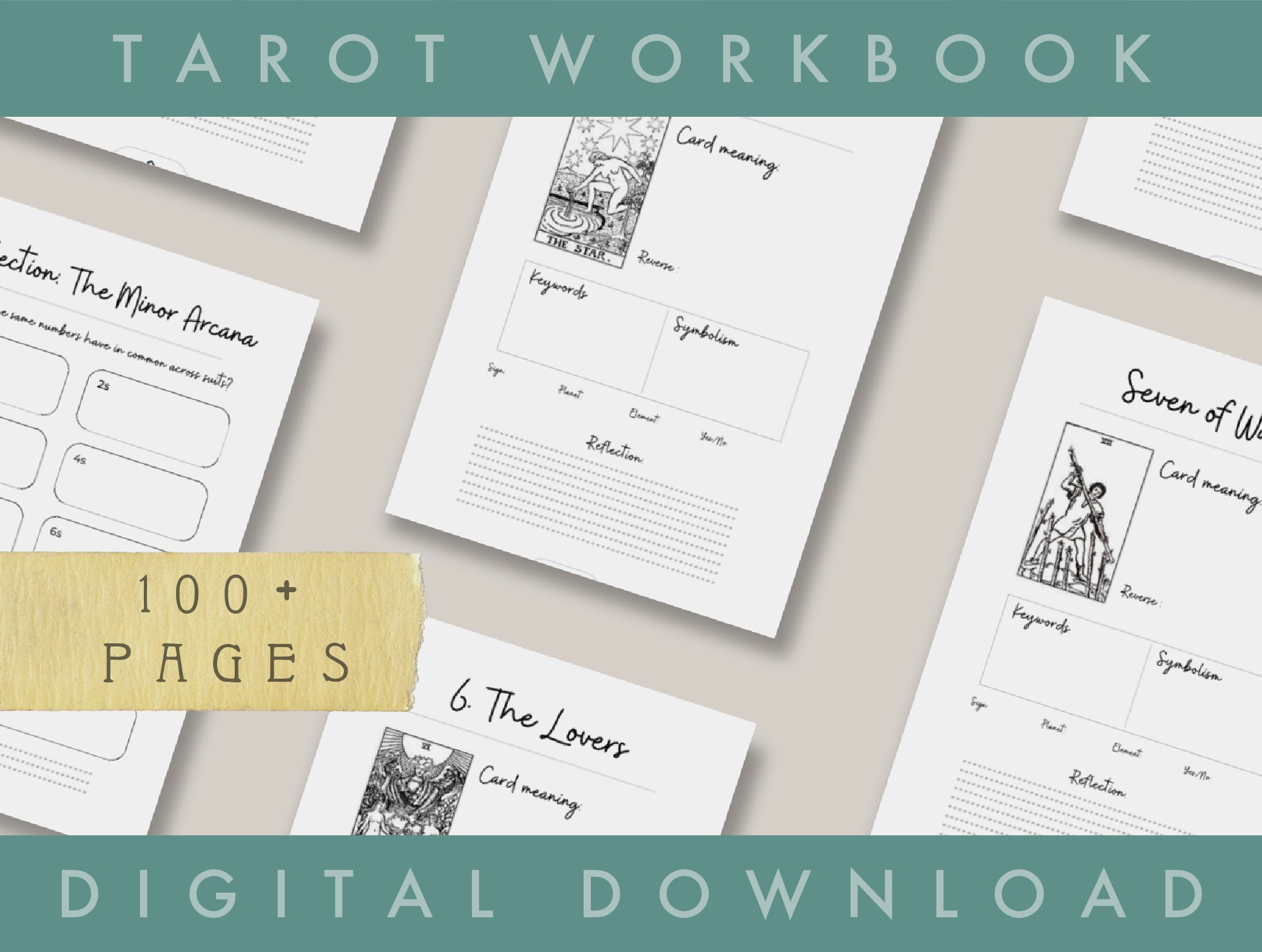 PRINTABLE Tarot Journal Pages Digital Download Tarot Workbook Pages - Etsy