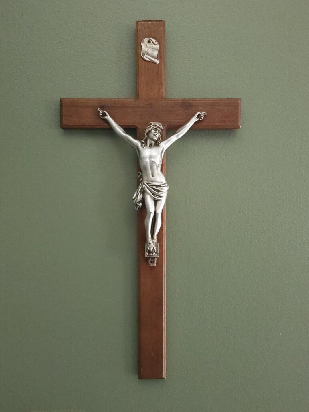 Large Vintage Wall Crucifix With Metal Corpus - Etsy