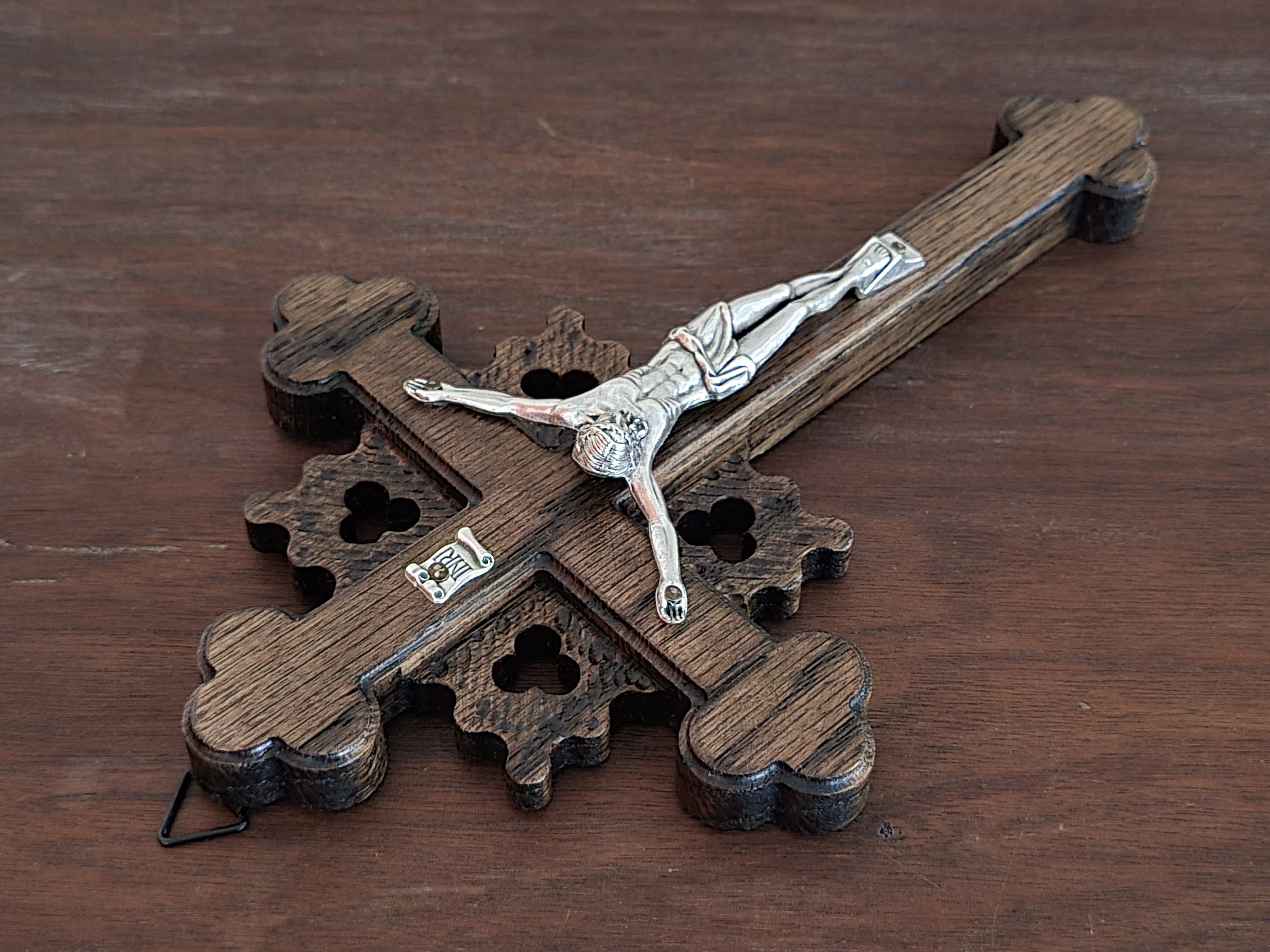 8 Crucifix, Wall-hanging / Stained Oak With a Metal Corpus - Etsy