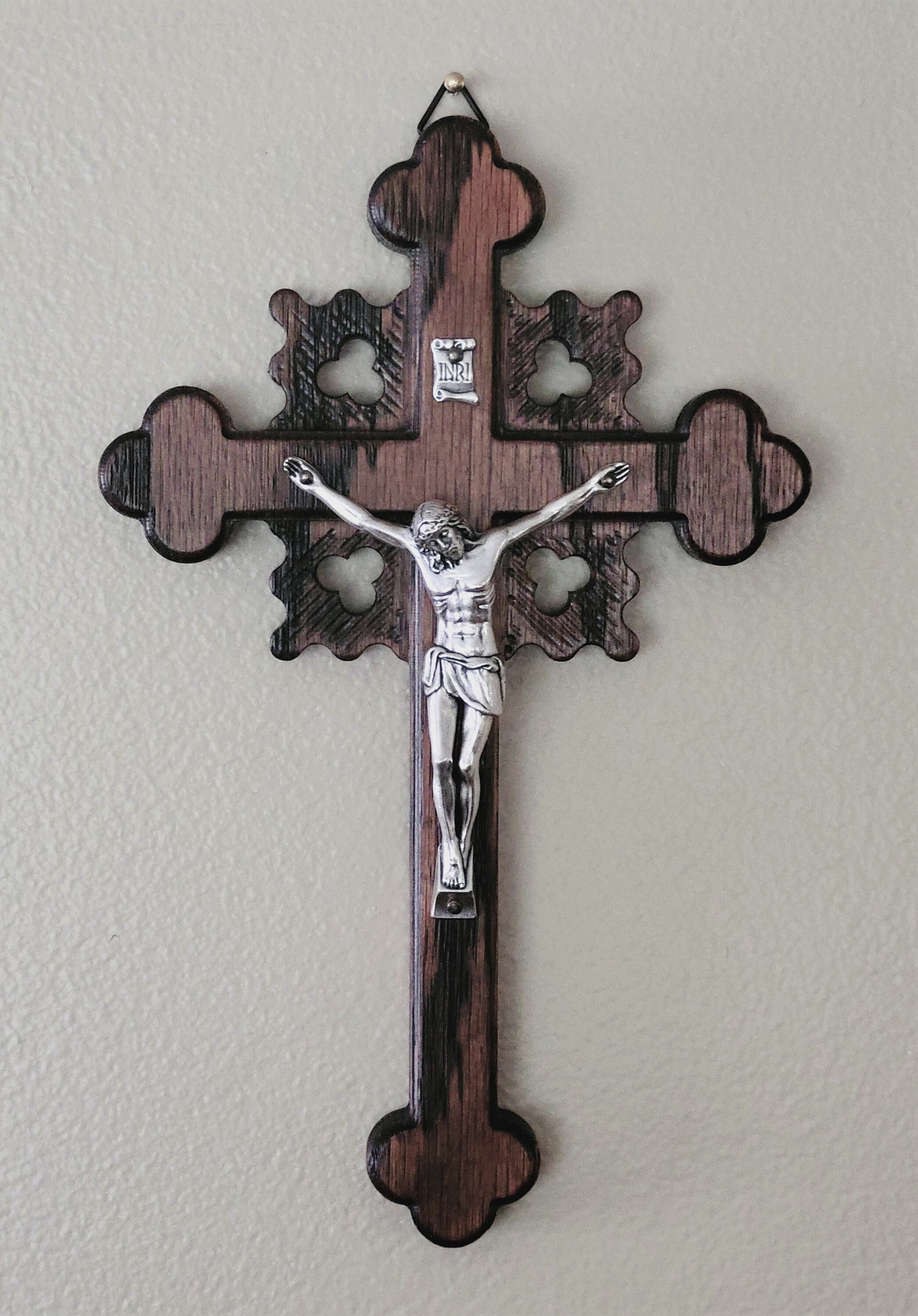 8 Crucifix, Wall-hanging / Stained Oak With a Metal Corpus - Etsy