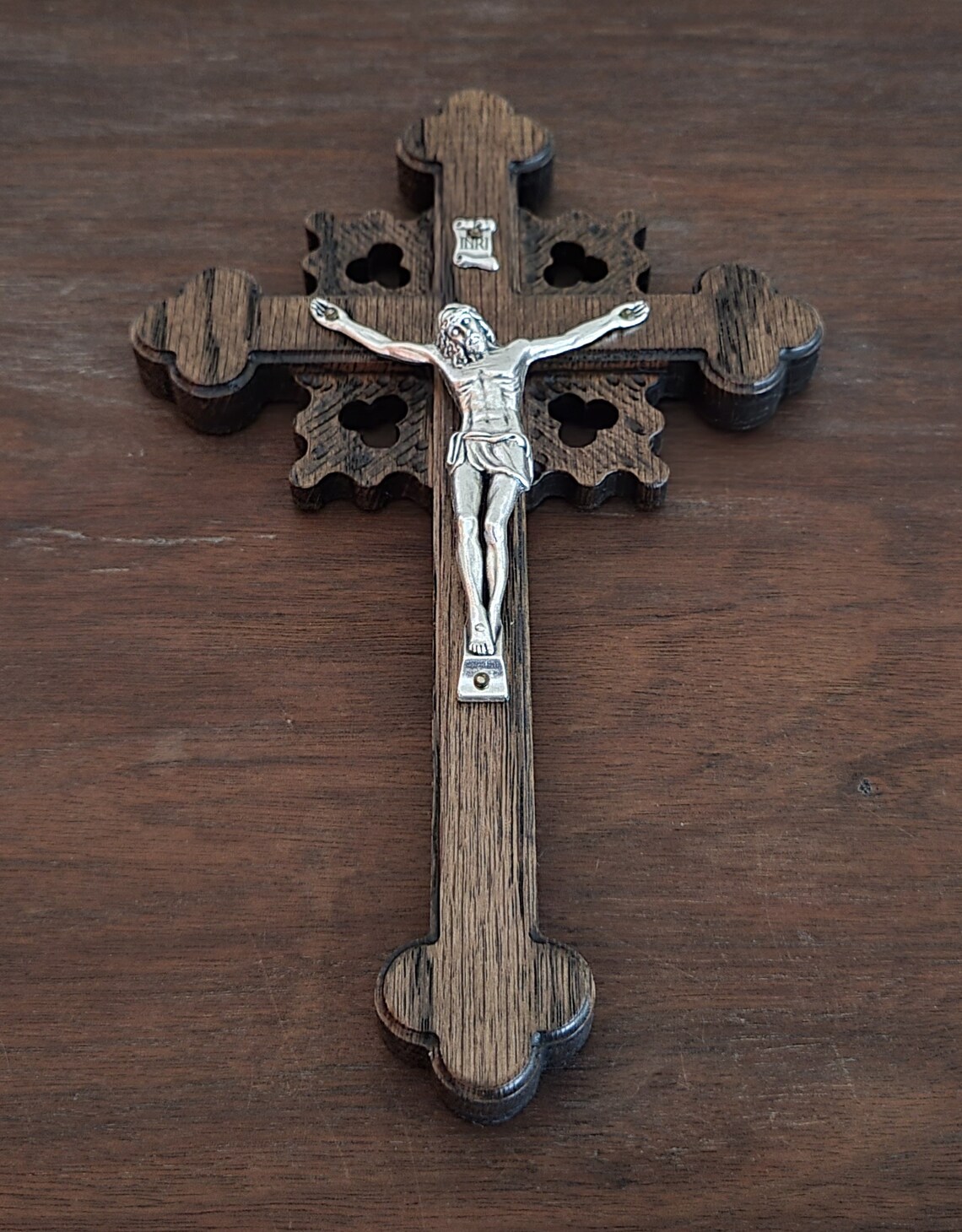 8 Crucifix, Wall-hanging / Stained Oak With a Metal Corpus - Etsy