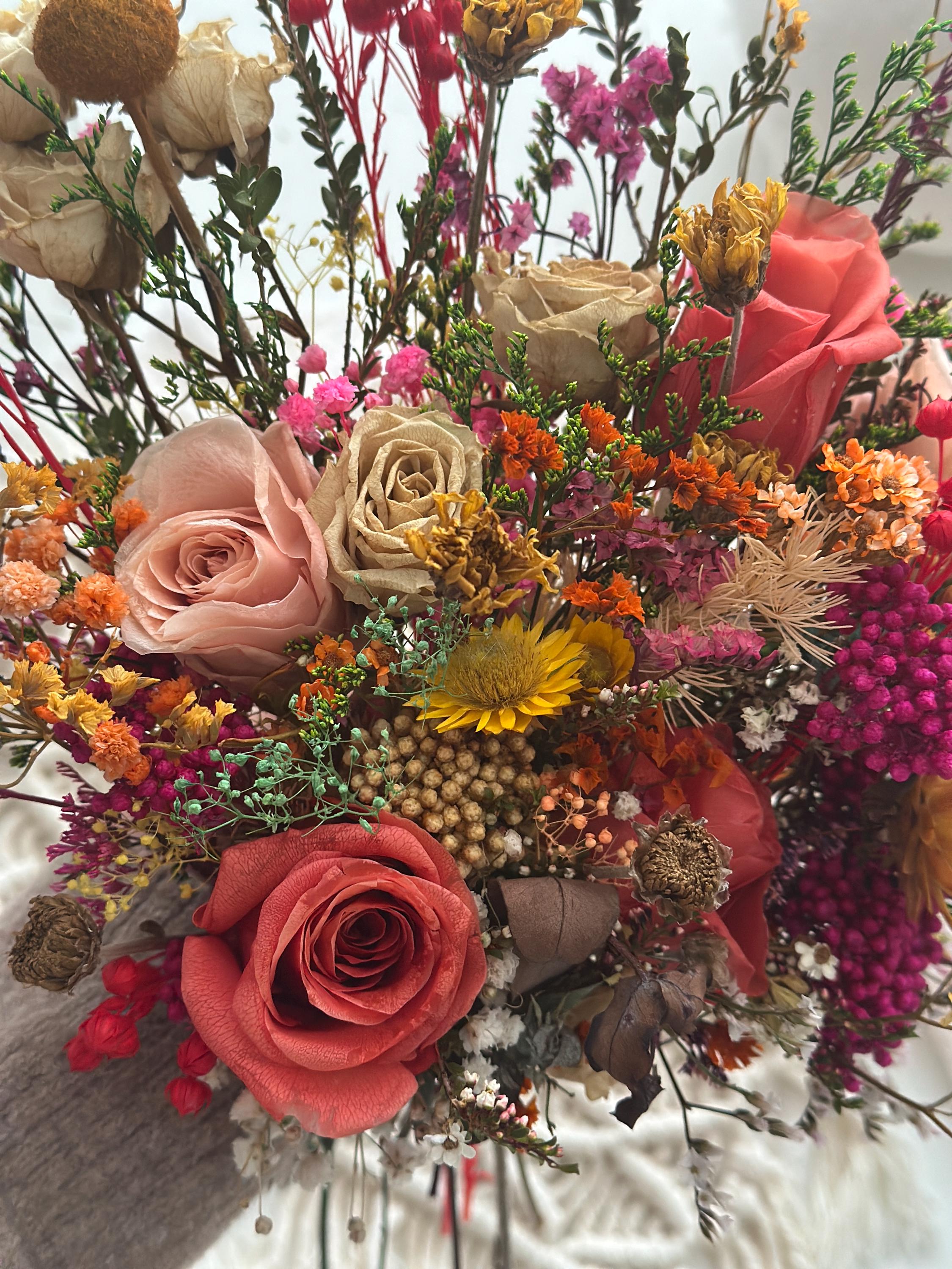 Summer Crush Wildflower Dried Flower Bouquet Arrangement, Coral Peach ...