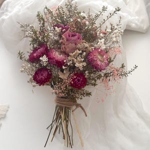 Wildflower Dried Flower Arrangement, Mauve Pink Tea Tree Whimsical ...