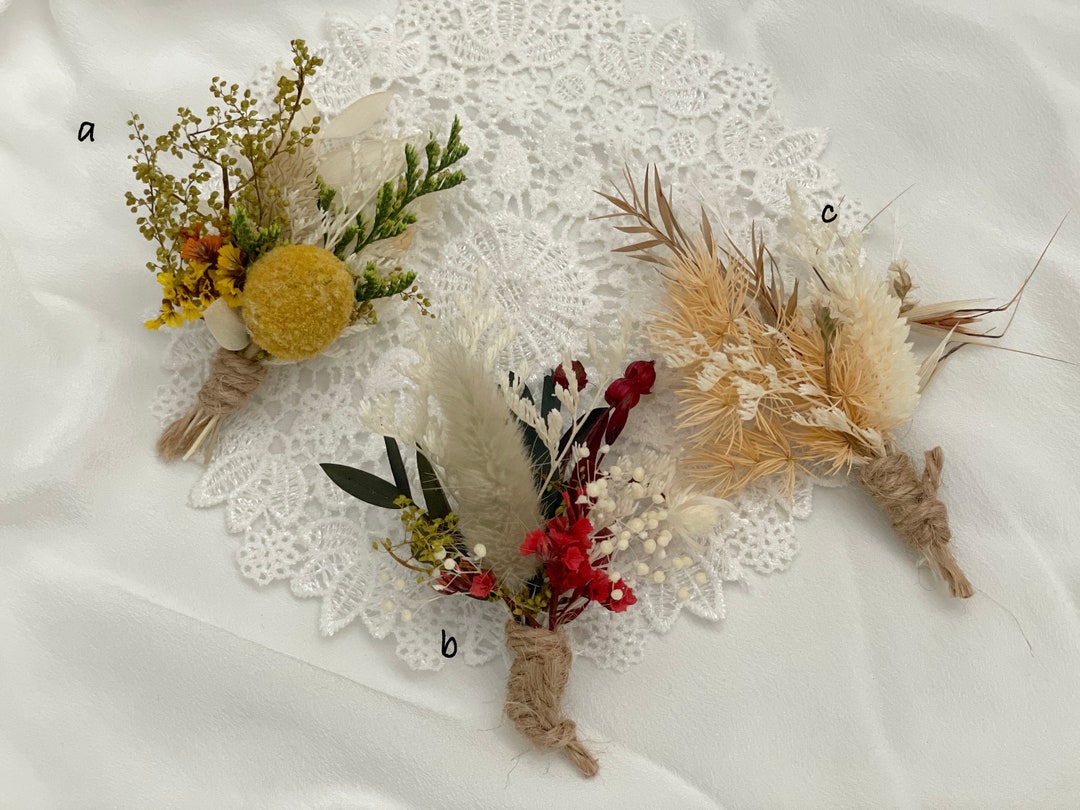 Wildflower Wedding Floral Boutonneire, Natural Dried and Preserved ...