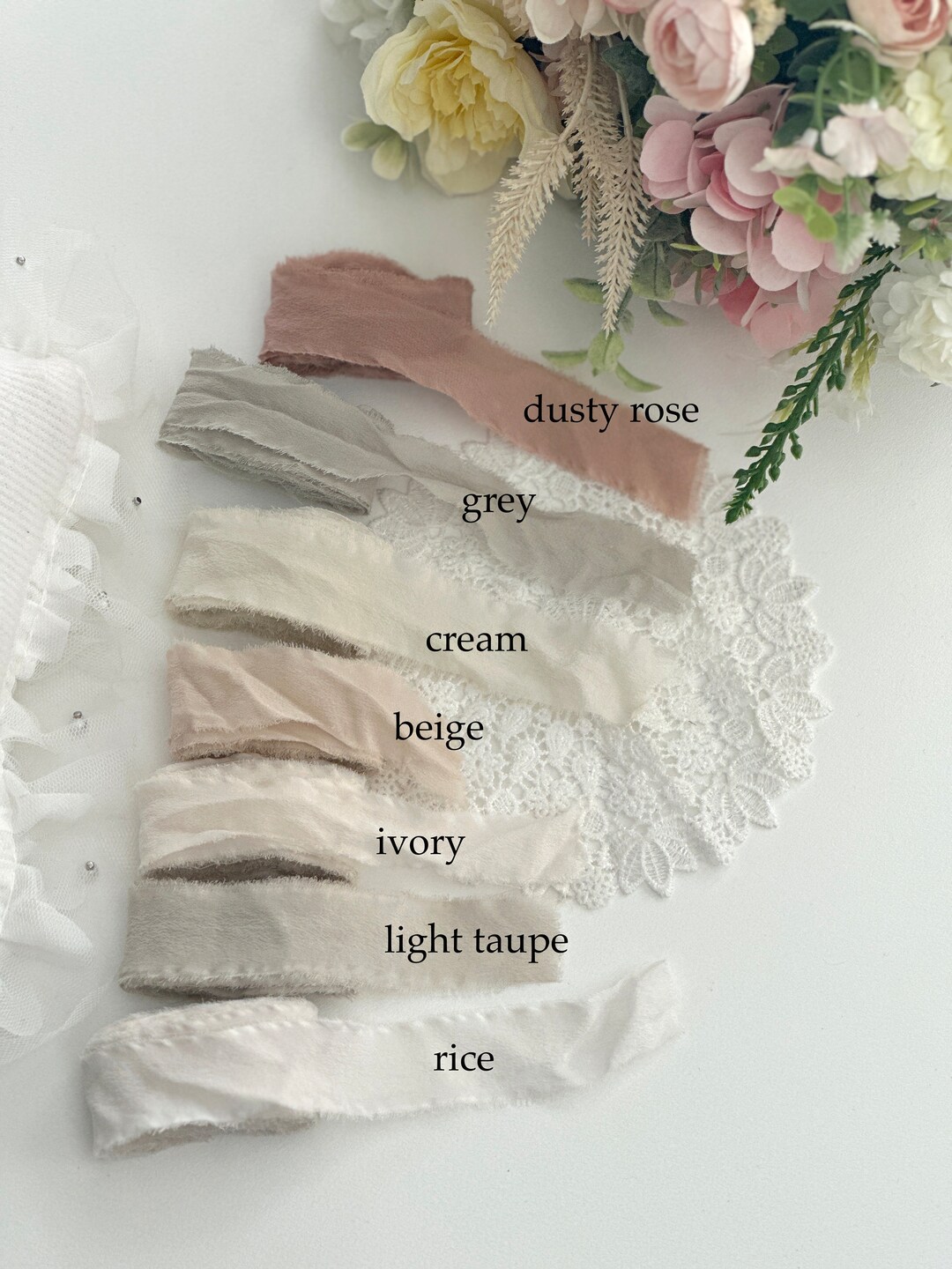 3 Metres, 100% Pure Silk Ribbon for Wedding Events | Hand Torn | High ...