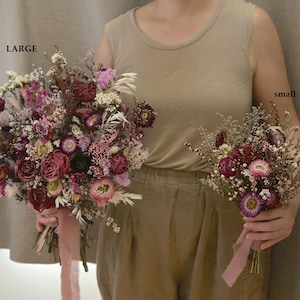 Wildflower Dried Flower Arrangement, Mauve Pink Tea Tree Whimsical ...