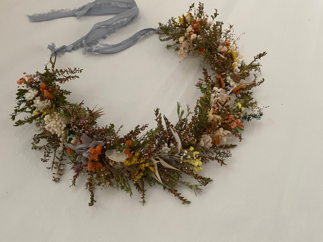 Wildflower Natural Dried & Preserved Boho Nature Flower Crown, Adult ...
