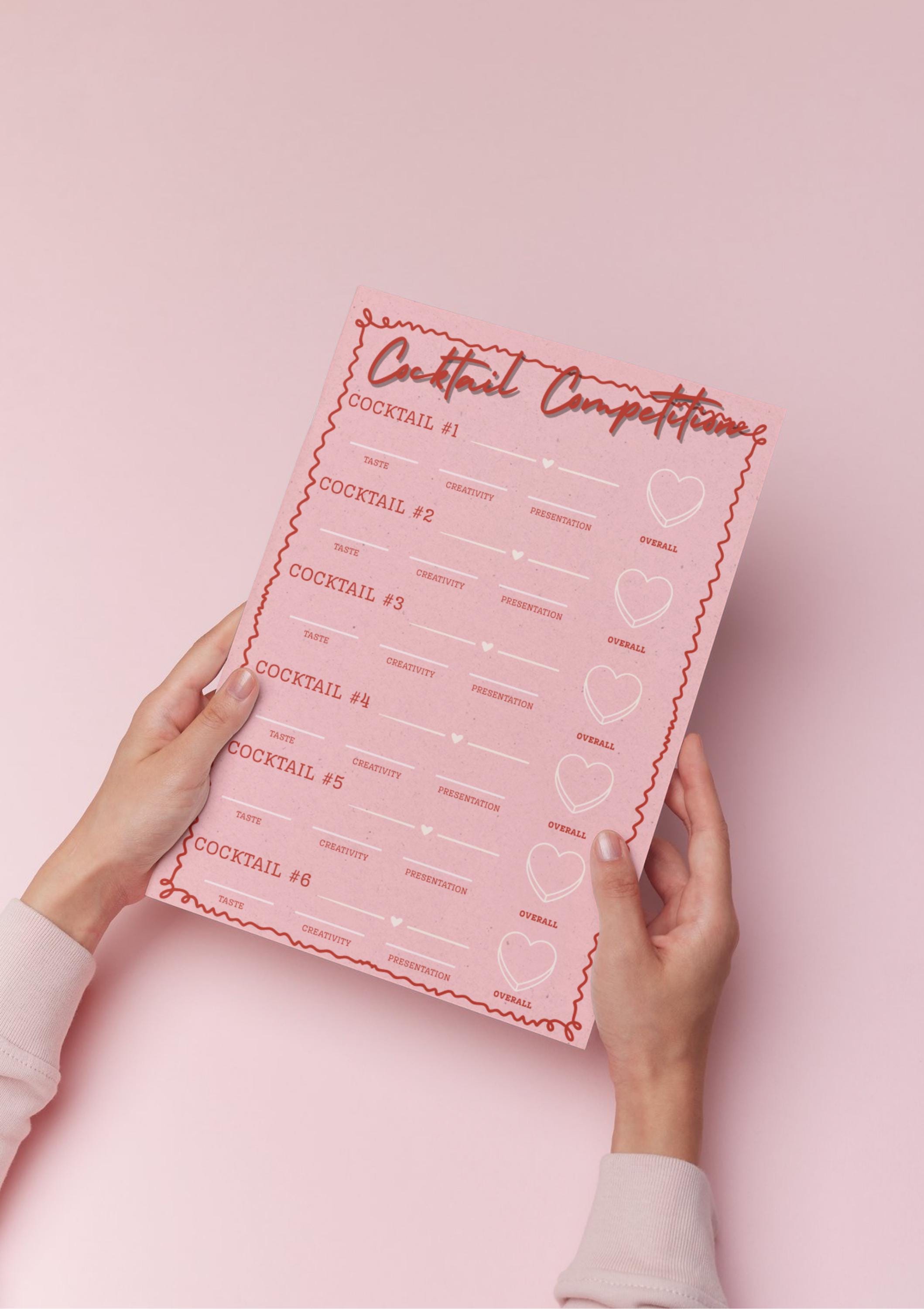 Cocktail Tasting Scorecard Printable, Drink Rating Sheet, Girls Night ...