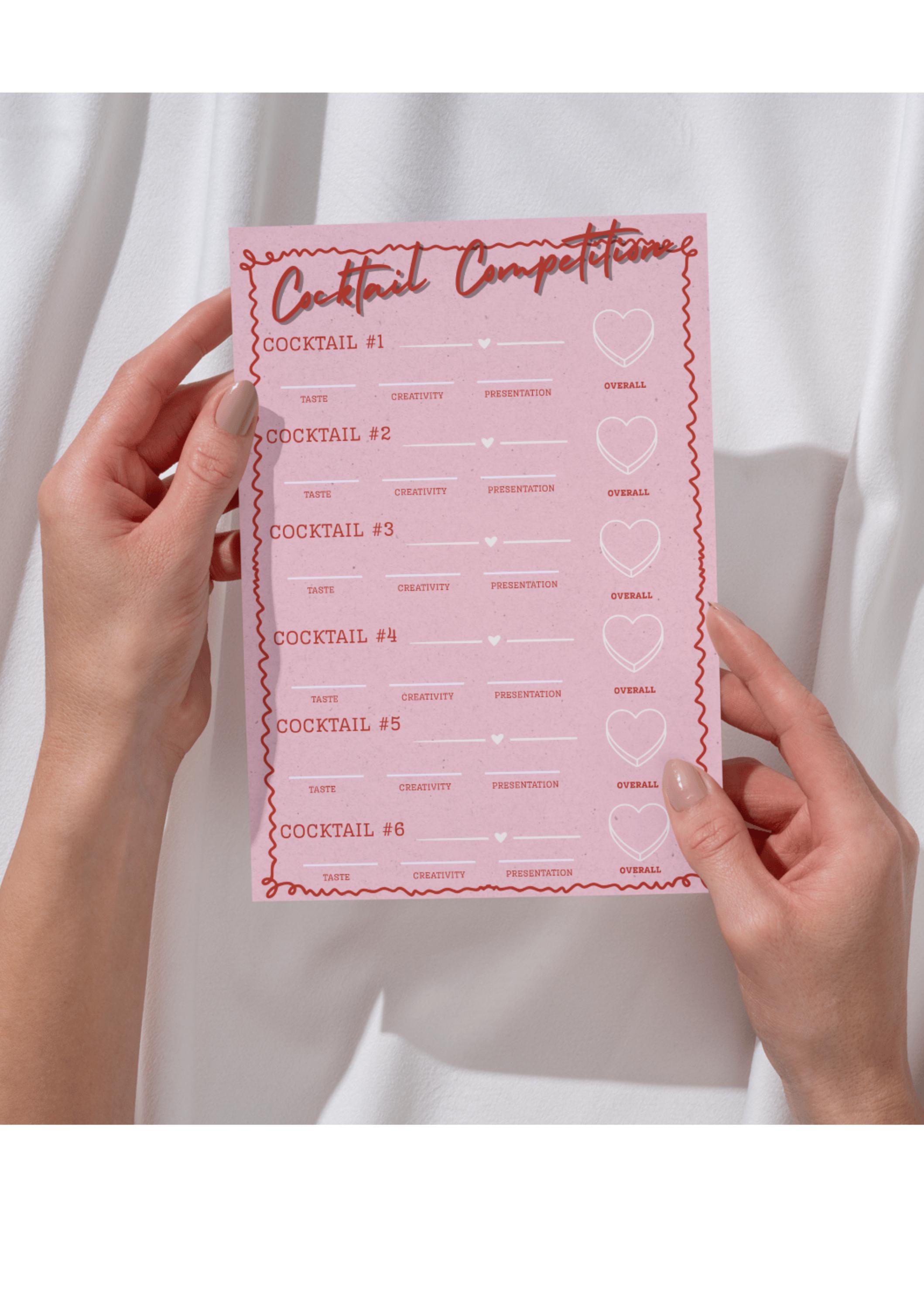 Cocktail Tasting Scorecard Printable, Drink Rating Sheet, Girls Night ...