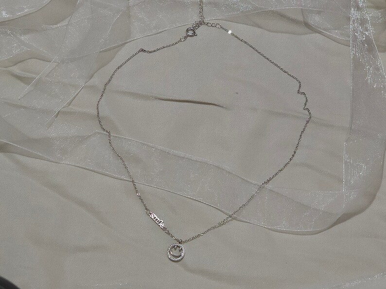 925 Sterling Silver Happy Smiley Face Emoji Crystal Necklace Pendant ...