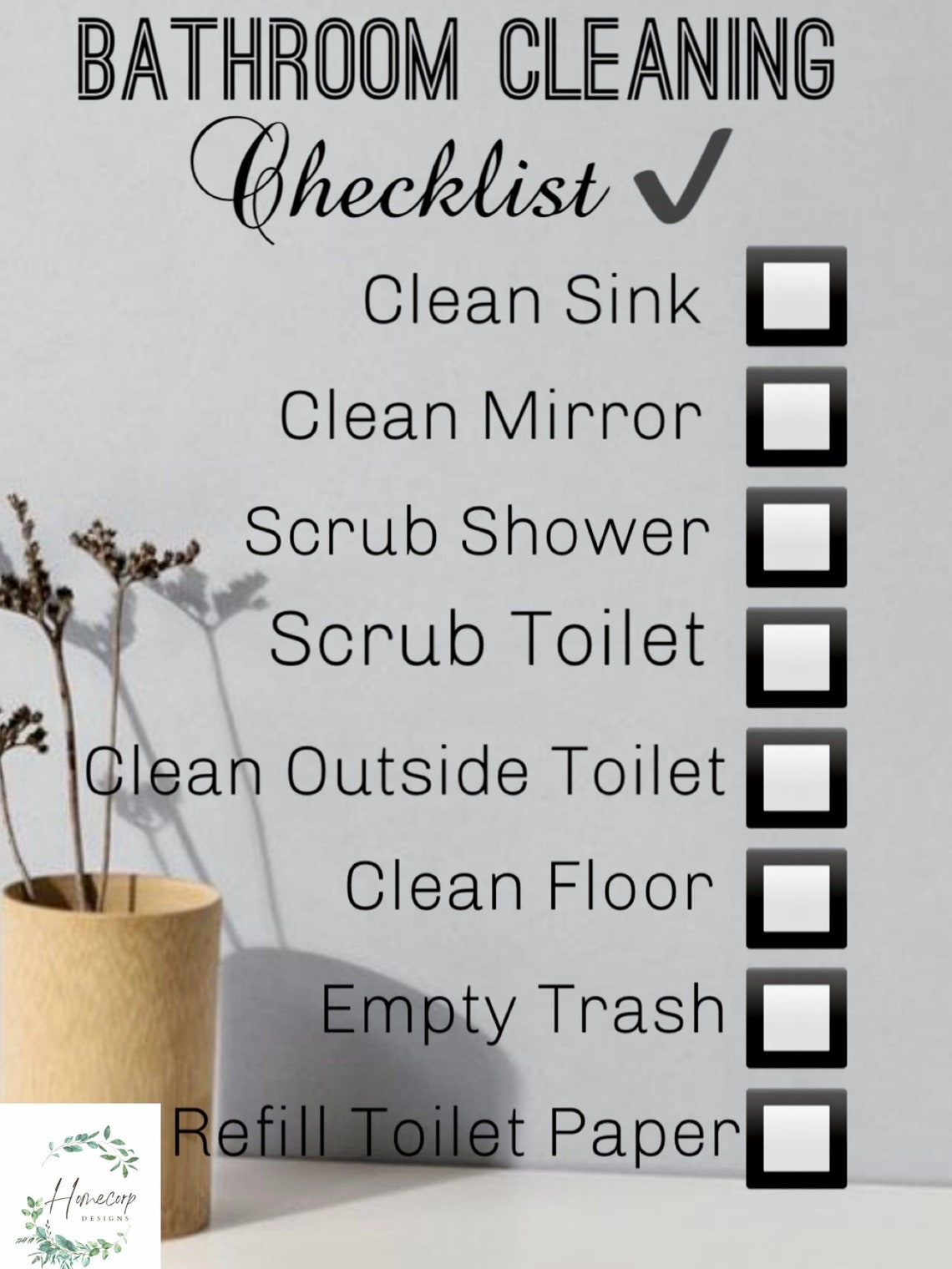 Printable Bathroom Cleaning Checklist - Etsy