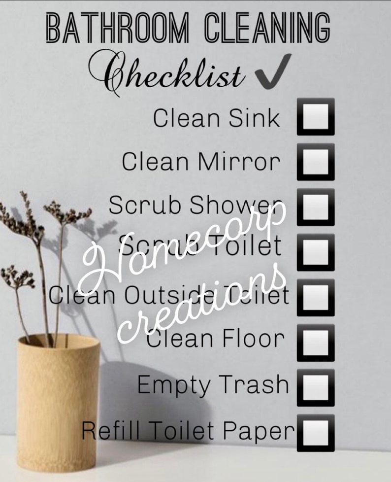 Printable Bathroom Cleaning Checklist - Etsy